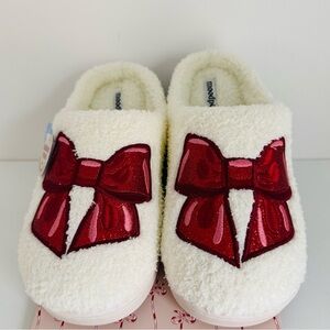 Moodpop | Shoes | Womens Red Glitter Bow Slippers | Poshmark